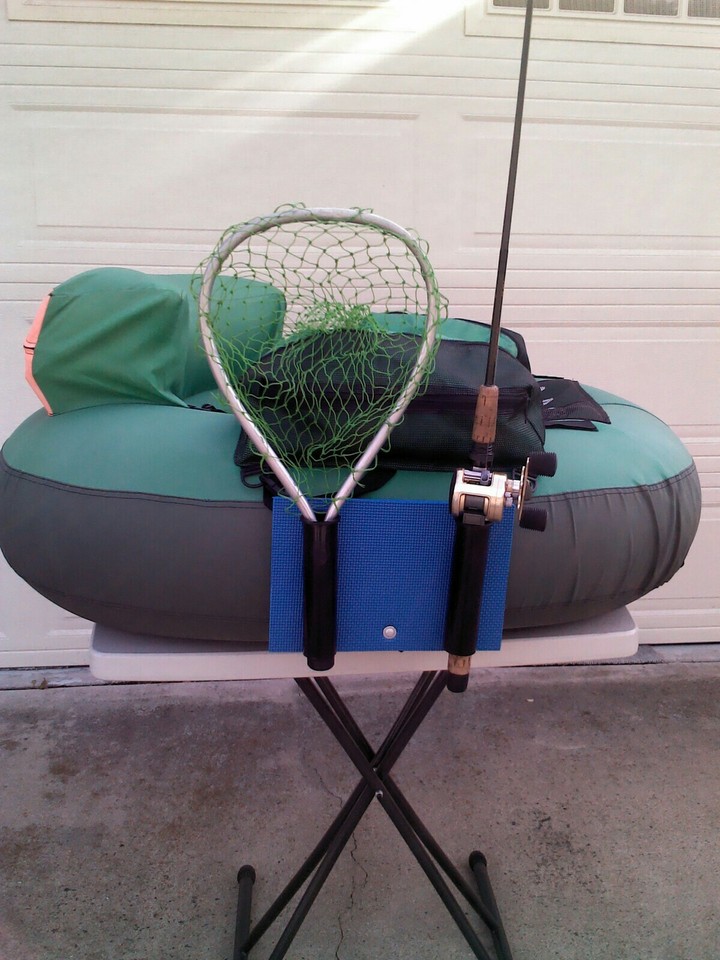DOUBLE ROD HOLDER FOR FISHING FLOAT TUBE. FITS SPINNING , CASTING, FLY ...