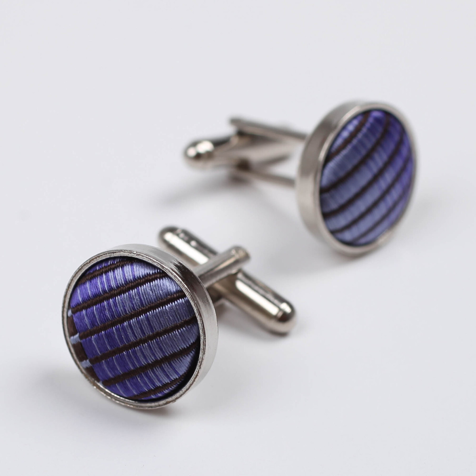 Y&G S1174 Purple Blue Stripes Neckties Men's Silk Tie Cufflinks Set for ...
