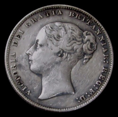 1867 SILVER GREAT BRITAIN SHILLING QUEEN VICTORIA COIN VERY FINE ...