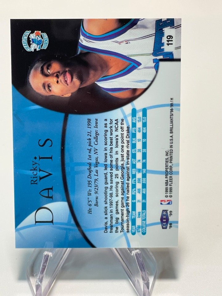 RICKY DAVIS 1998-99 Fleer Brilliants #119 RC Rookie Hornets | eBay