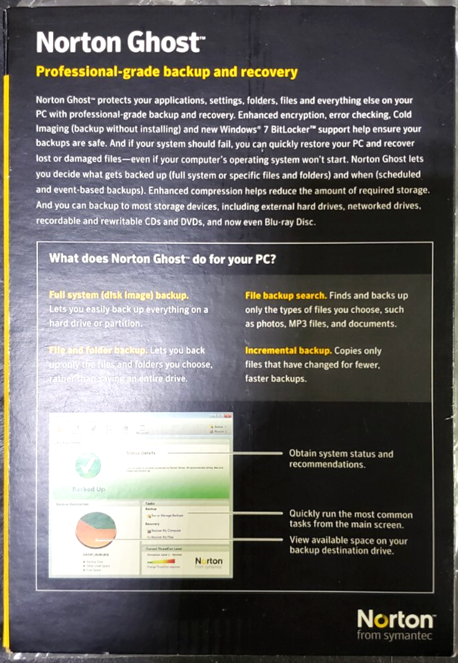 Norton Ghost for Use Professional-Grade backup and recovery (20097457 ...