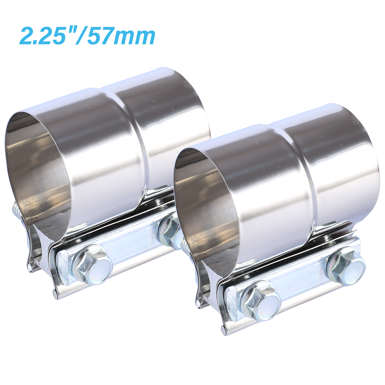 2Pcs 2.25" Stainless Exhaust Band Clamp Step Clamps for Catback Muffler ...