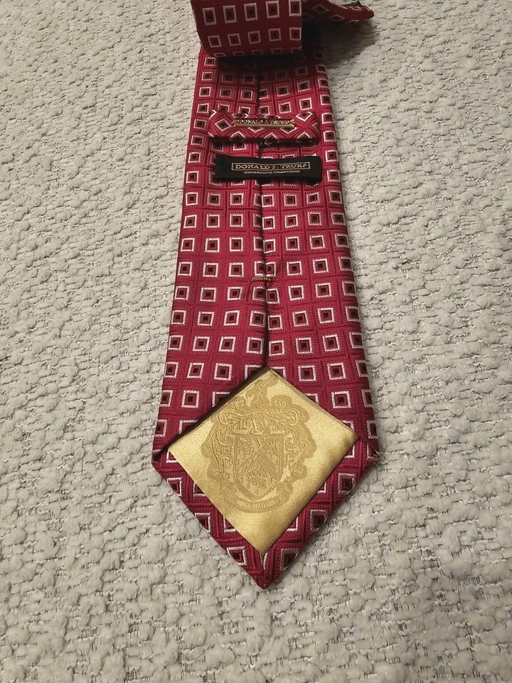 Donald J Trump Signature Collection Tie Red Plaid Men's 100% Silk ...