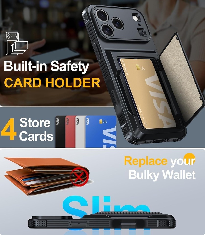 Privacy Case for iPhone 18 Pro Max, Wallet Case with Card Holder/Stand ...