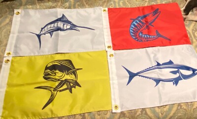 Mahi Mahi, Wahoo, Tuna, Marlin Fish Flags Set Of 4 19 X 12 | eBay