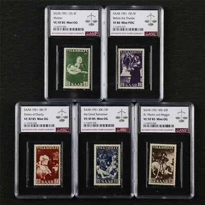 SAAR Germany 1951 Stamp Set ASG VF / XF 80/85 Mint OG 5PCS | eBay