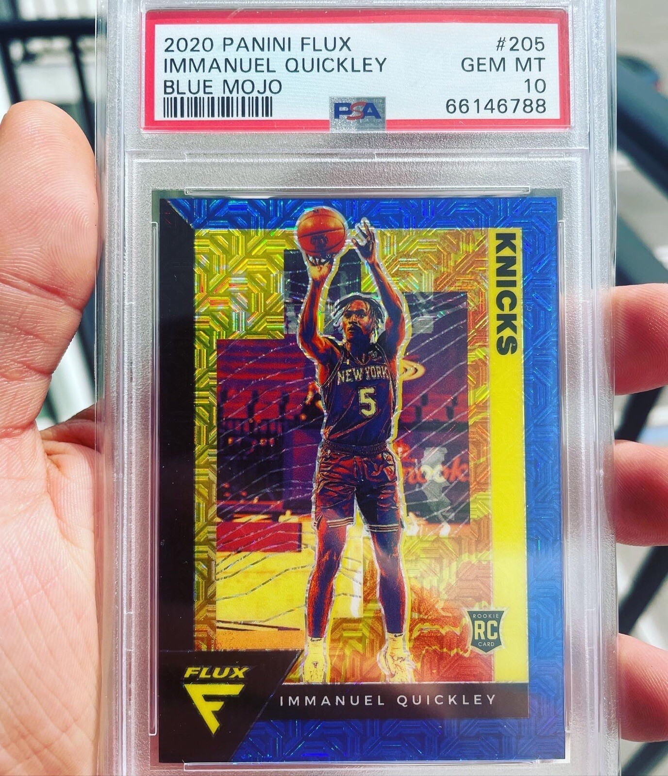 2020 Immanuel Quickley Panini Flux BLUE MOJO /99 ROOKIE RC #205 PSA 10 ...