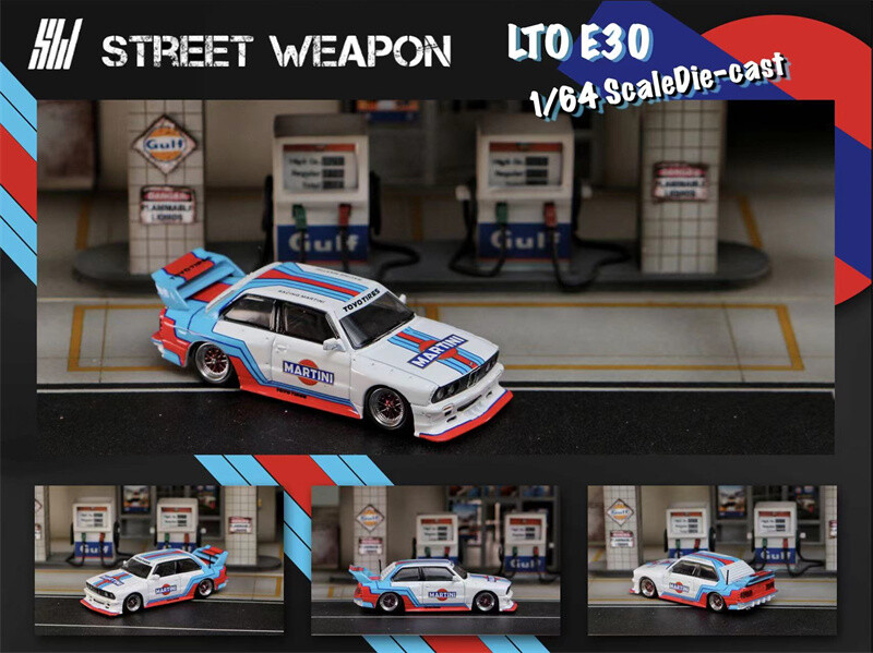 Street Weapon 1:64 LTO E30 Matte black / Martini White Diecast Model ...