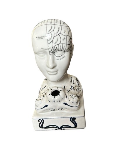 Phrenology Head Bust Ink Well Authentic Models Skull Map Creswell ...