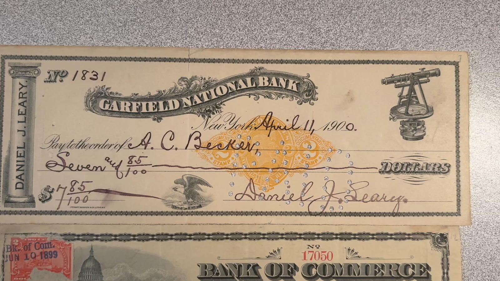 5 Vintage Checks, 1869+, All w/ Revenue Stamps, CK Lot#53, Cool ...