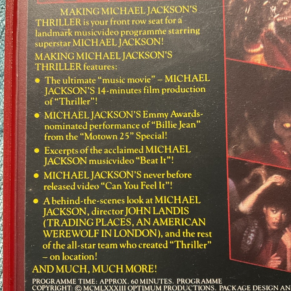 Michael Jackson - Thriller Making of Documentary + Full Video VHS/Video ...