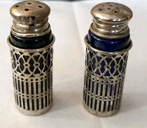 Vintage Salt & Pepper Blue Cobalt & Filigree Colour Silver | eBay Australia