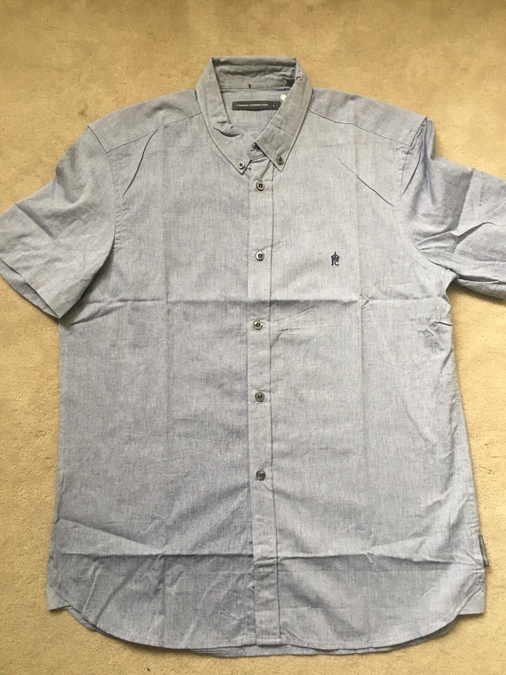 FRENCH CONNECTION SHORT SLEEVE COLLARED SHIRT - GREY (BRAND NEW) 100% ...