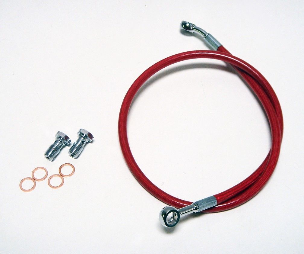 STREAMLINE +1" RED EXTENDED REAR STEEL BRAIDED BRAKE LINE HONDA ...