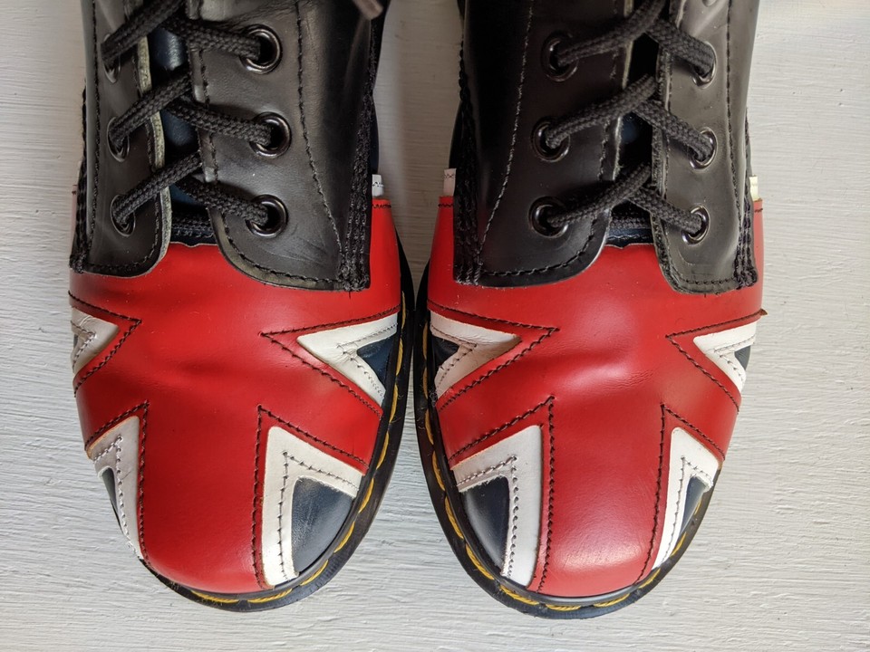 #7 DR. MARTENS UNION JACK LEATHER BOOTS 7UK MADE IN ENGLAND VINTAGE ...
