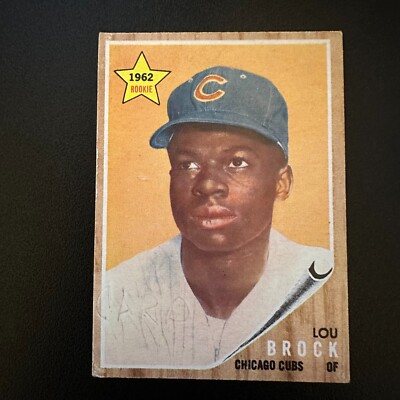 1962 Topps Baseball Card #387 LOU BROCK Chicago Cubs RC Rookie Nice w ...