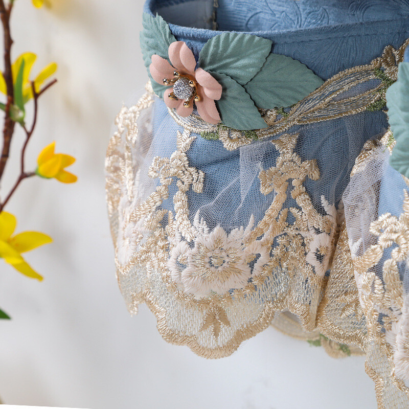 1X Lace Floral Fabric Hanging Storage Bag Sundries Door Wall Dormitory ...