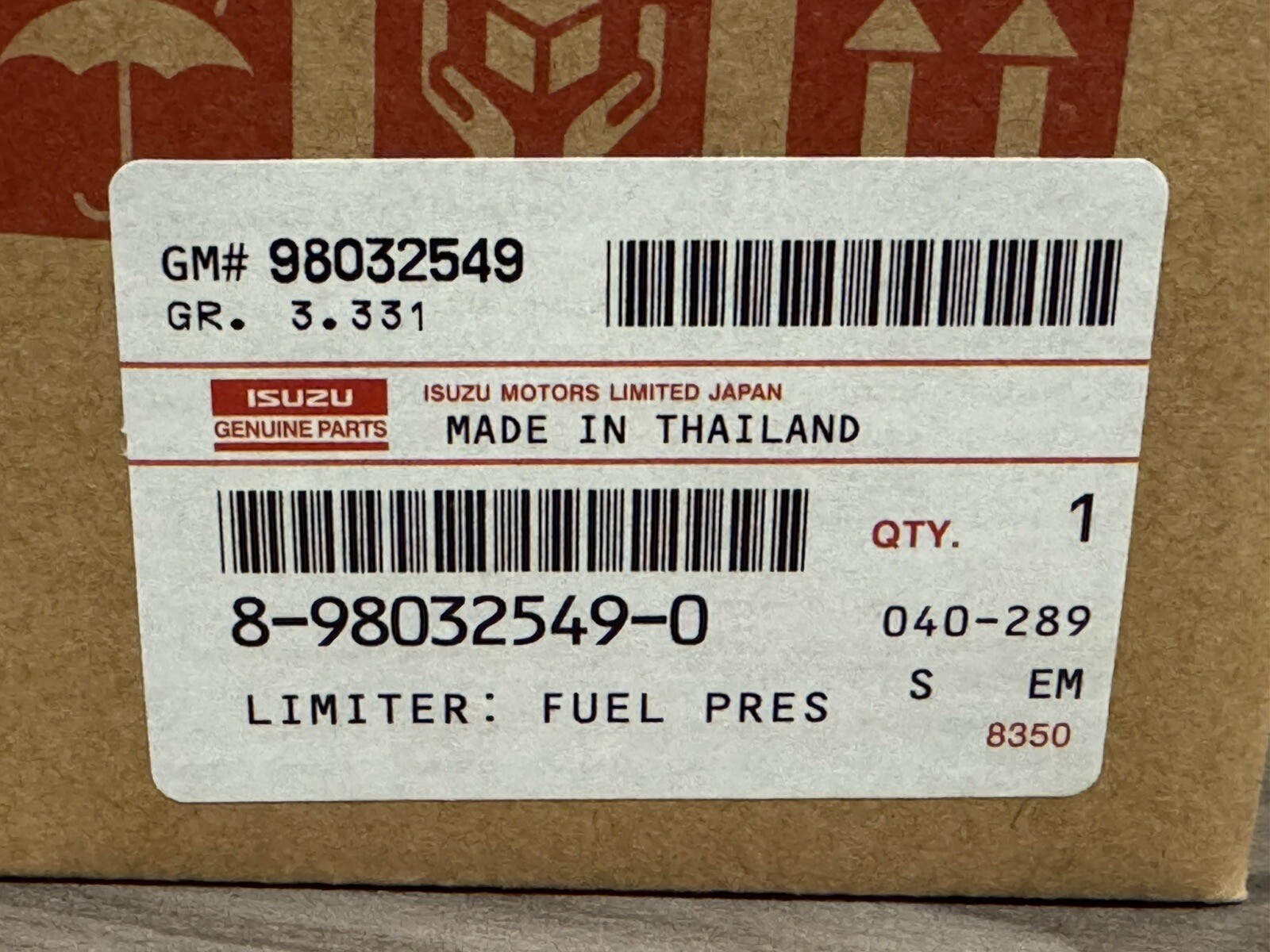 FUEL RAIL PRESSURE RELIEF LIMITER VALVE ISUZU 8-98032549-0 DENSO SHIPS ...