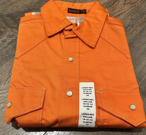 Rasco OFR752 FR Work Shirt Orange Flame Resistant Pearl Snap Button ...