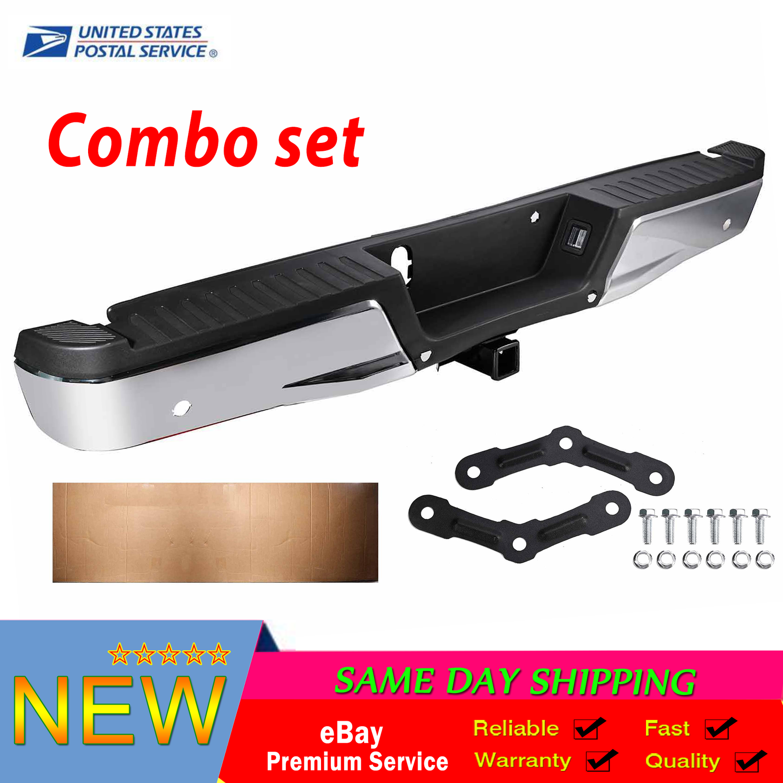 Chrome Rear Step Bumper w/ Max Tow for 2015-2020 Ford F-150 F150 NON ...