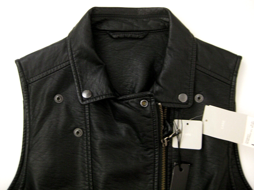 Womens Vest Uniqlo Black Faux Leather Large NWT Snaps & Zipper | eBay