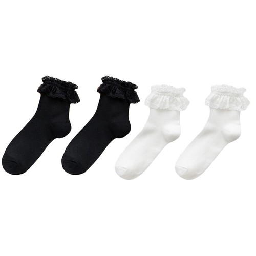 Women Girls Sweet Ruffle Frilly Lace Short Crew Socks Mesh Hosiery ...