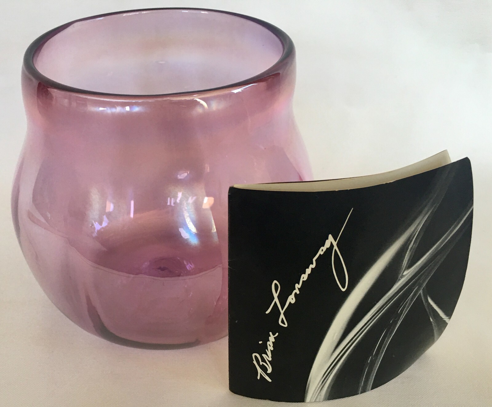 BRIAN LONSWAY PINK IRIDESCENT ART GLASS 1983 SIGNED | eBay
