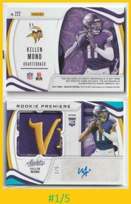 Kellen Mond 2021 #1/5 Auto RC Absolute Premiere Materials Grade It ...