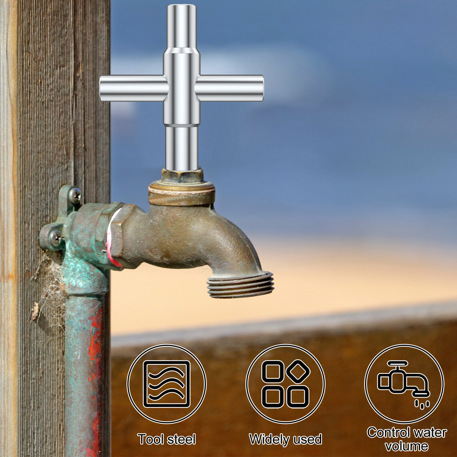 4Pcs 4 Way Sillcock Key Tool Steel Water Square Triangle Gas Meter for ...