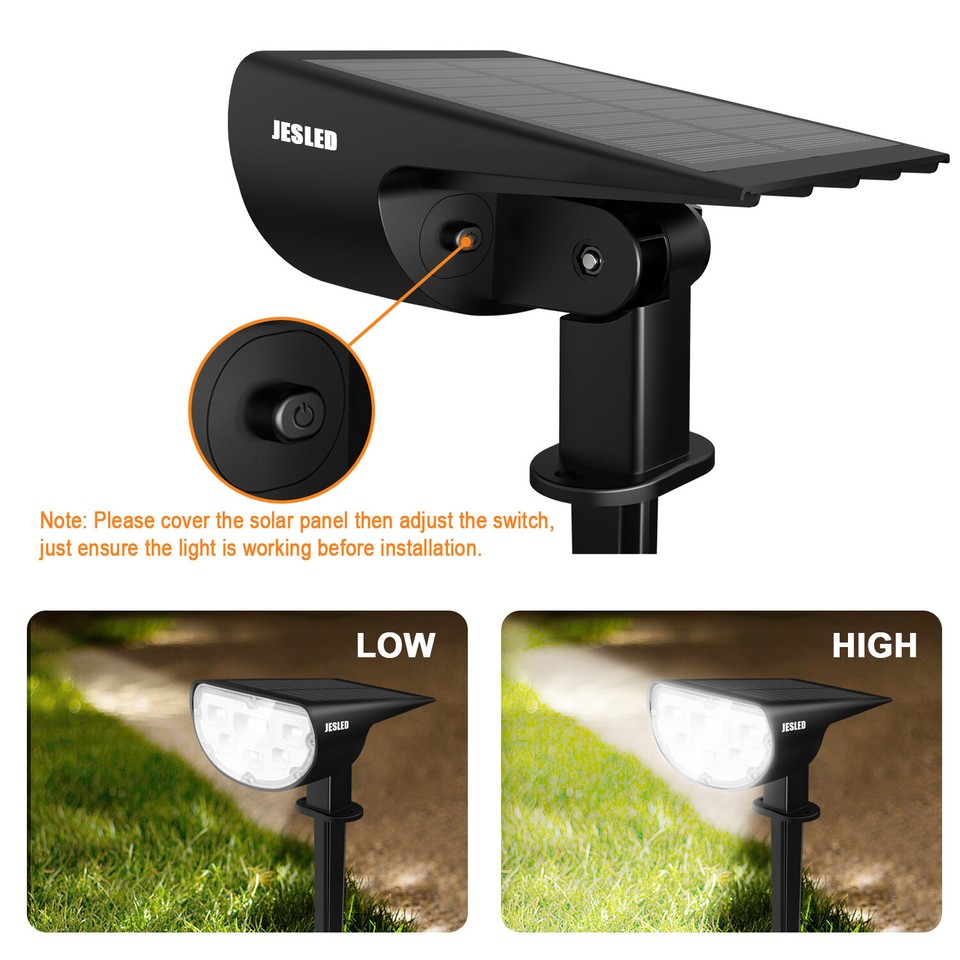 Solar Power LED Landscape Lights 3000K 6000K Spotlight Yard Garden Path ...