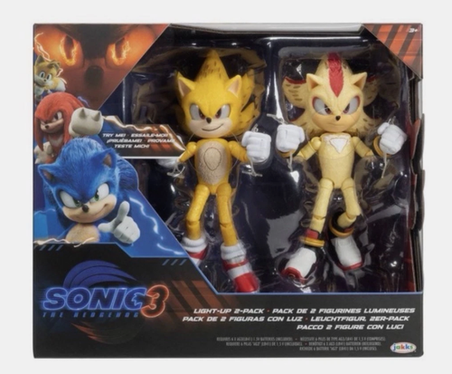Sonic the Hedgehog 3 Light Up 2 Pack Super Shadow/Sonic Jakks 5 ...