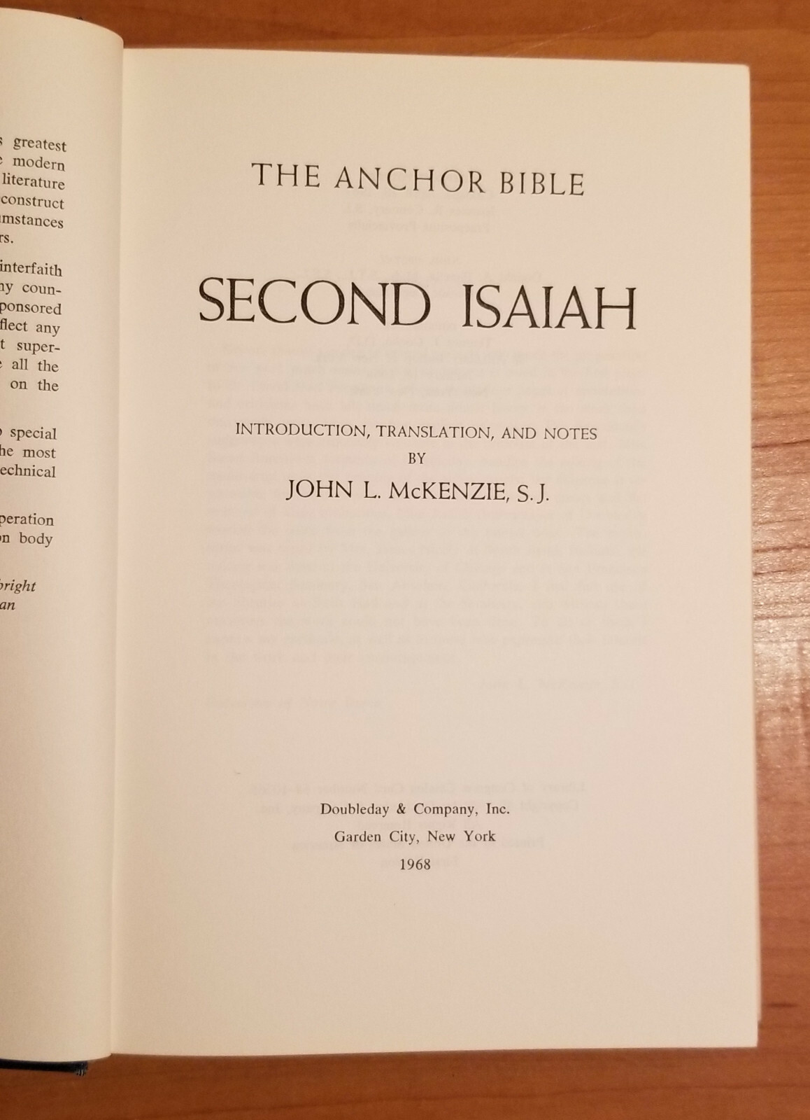 Anchor Bible Commentary on Second Isaiah by John L. McKenzie (1968, 1st ...