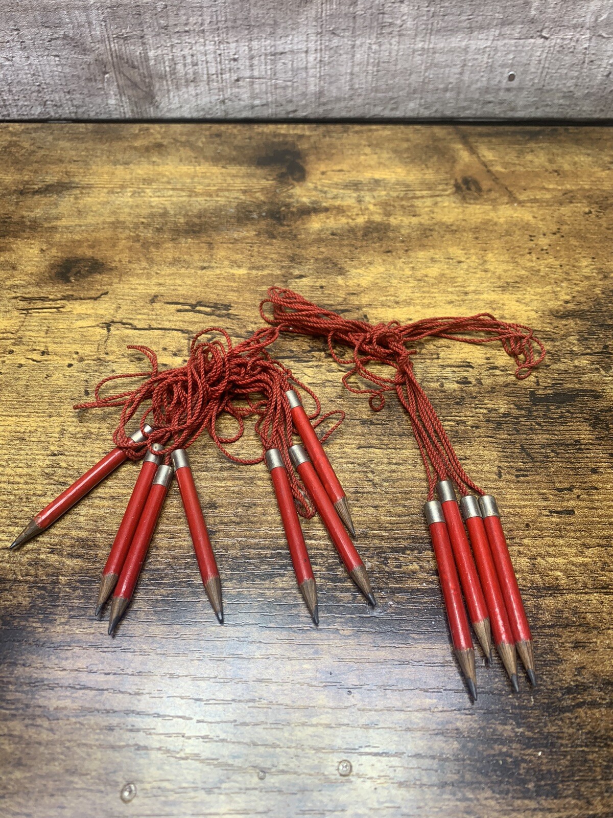 Vtg. miniature Dance Card Pencils with string lot of 11 Bridge Golf ...