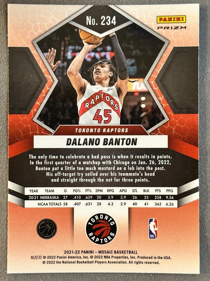 2022 Panini Mosaic Basketball Delano Banton RC Rookie Silver Mosaic ...