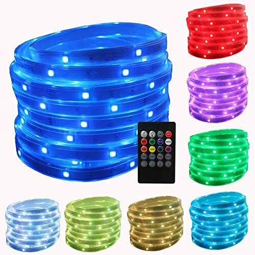 Outdoor Led Strip Lights Waterproof 33ft 180 Leds Rgb Flexible Rope ...
