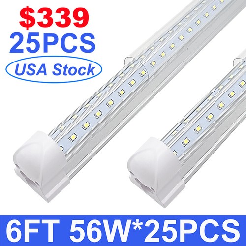25 Pack T8 LED Tube Light Bulb 6FT 56W Integrated LED Shop Light ...