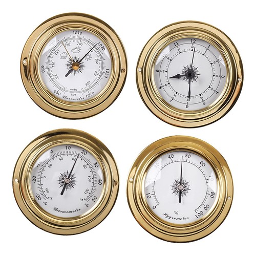 4Pcs Thermometer Hygrometer Barometers Clock for Warehouses Sailing ...