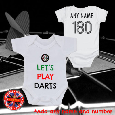 Let's Play Darts, Darts Baby Grow Vest, T-shirt Personalised, Gift ...