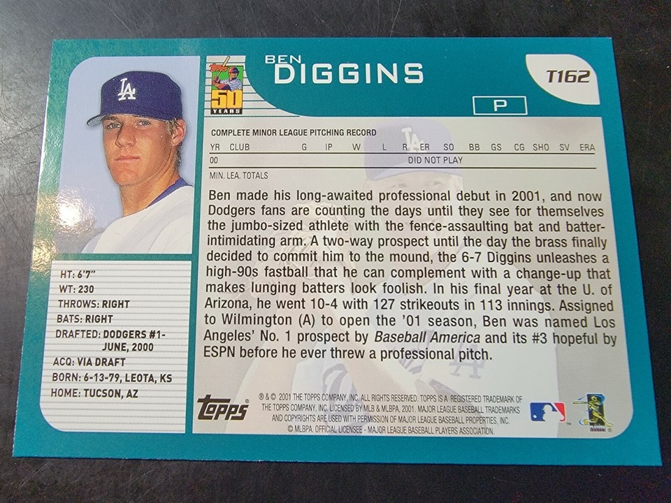 2001 Topps Traded Baseball #T162 Ben Diggins | eBay