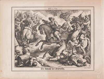 The Battle at Fehrbellin 1675 AD Nordic War WOODCUT from 1862 | eBay UK