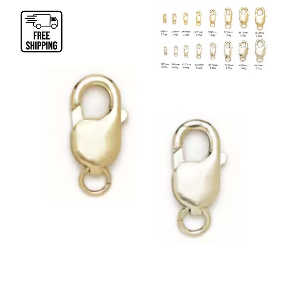 14K Yellow/White Gold Lobster Claw Clasp Lock Finding - Bracelet Chain ...
