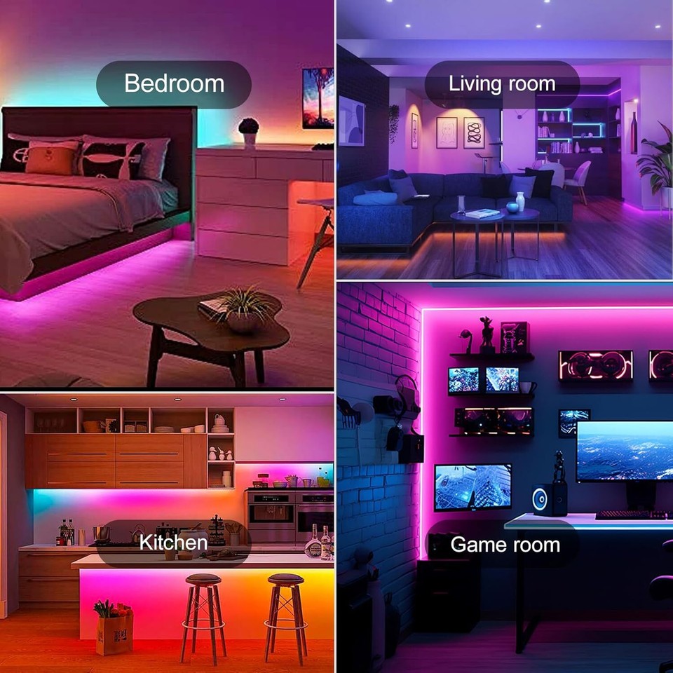 200 FT Led Strip Lights for Bedroom, Remote and App Control RGB Color ...