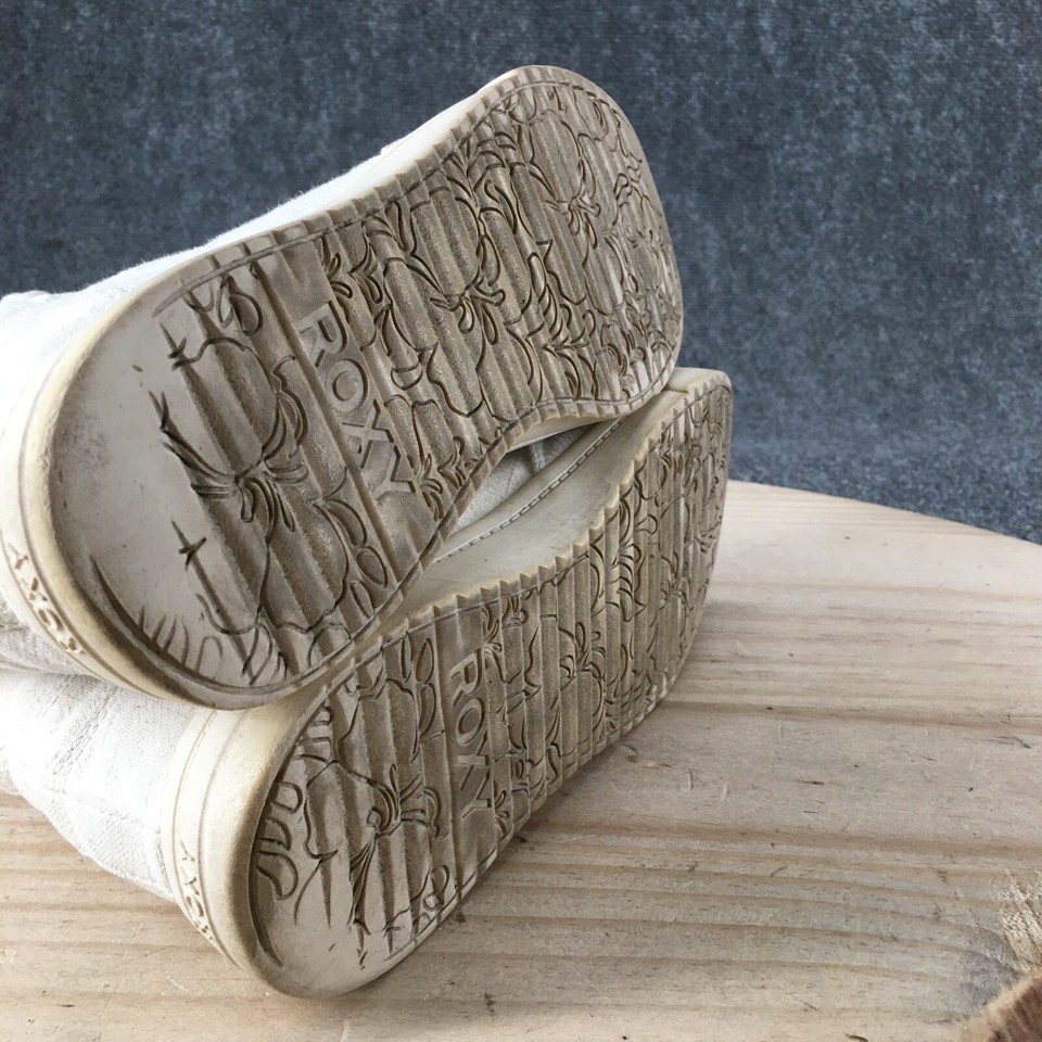 Roxy Surf Shoes Womens 8 High Top Wedge Sneakers White Fabric Lace Up ...