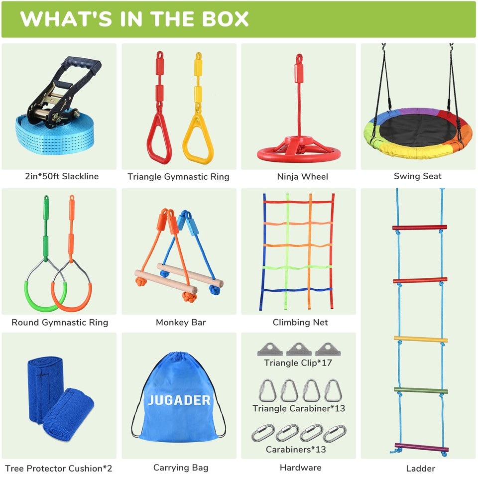 Ninja Obstacle Course for Kids Backyard - 10 Durable Obstacles and 50 ...