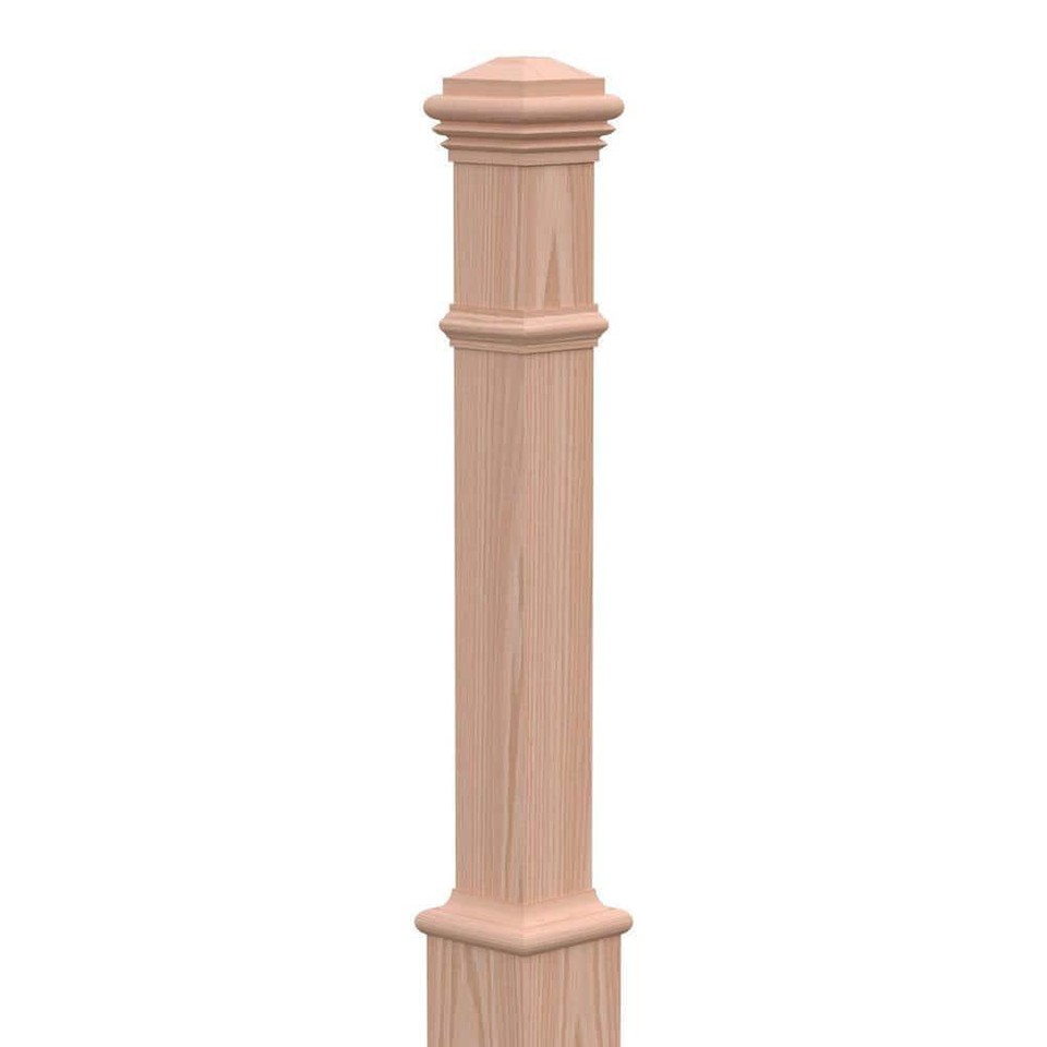 EVERMARK Newel Posts Stair Parts 4191 56"x5" Unfinished Red Oak Plain ...