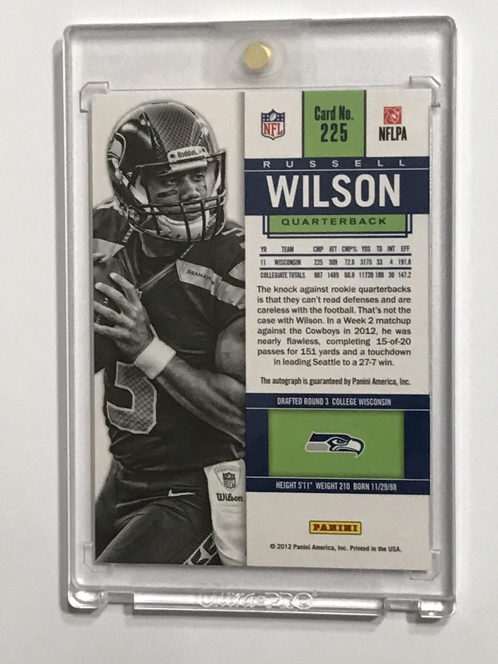 2012 Panini Contenders Russell Wilson Auto RC Autograph Rookie Ticket ...