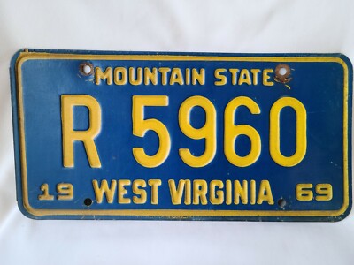 Vintage 1969 West Virginia Mountain State License Plate 0522 | eBay