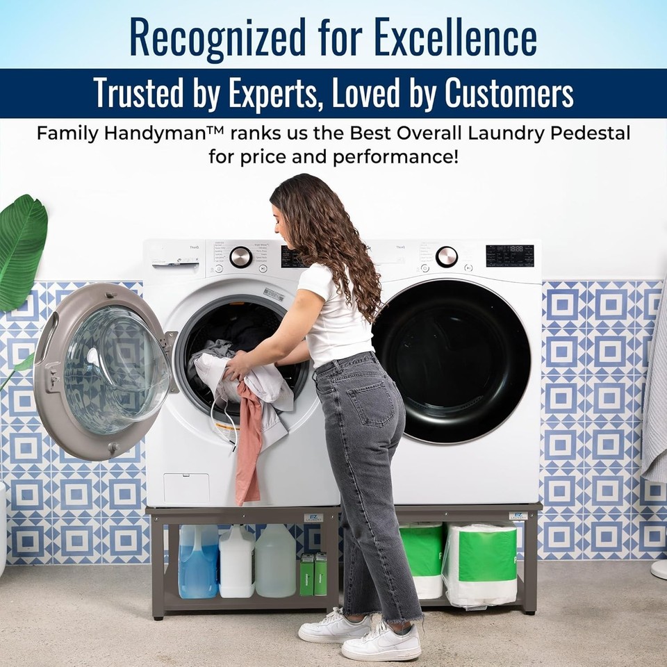EZ Laundry Universal Gray Pedestal 29" Wide for All Washing Machines ...
