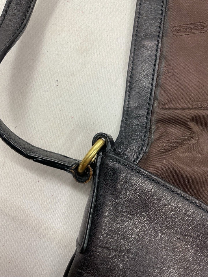 Vintage Coach Y2K Black Genuine Leather H20-9592 Long Crossbody Handbag ...