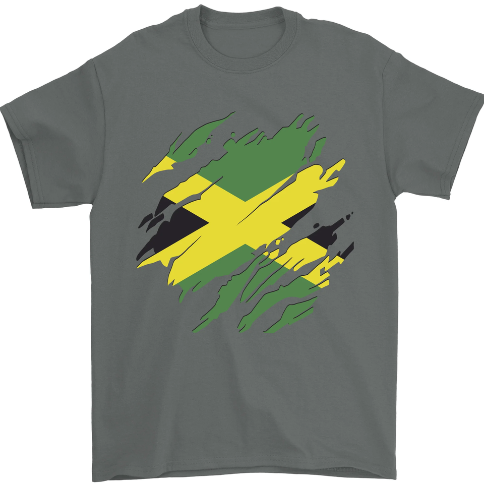 Torn Jamaican Flag Jamaica Day Football Mens T-Shirt 100% Cotton | eBay ...